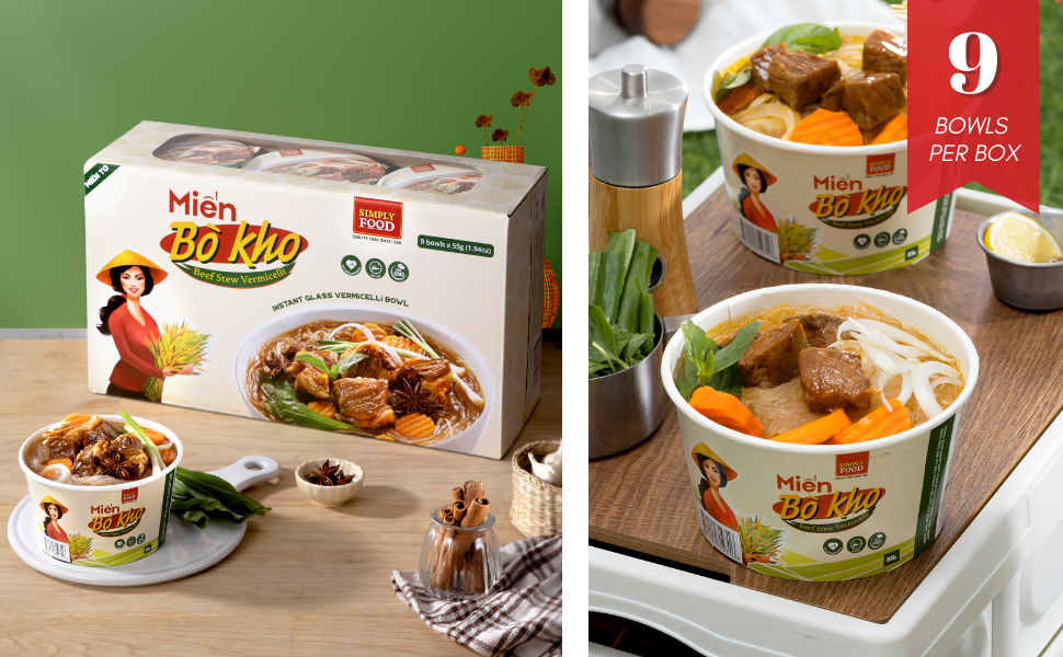 Mien Bo Kho - Instant Vietnamese Beef Stew Glass Noodle Soup - 9 Pack ...